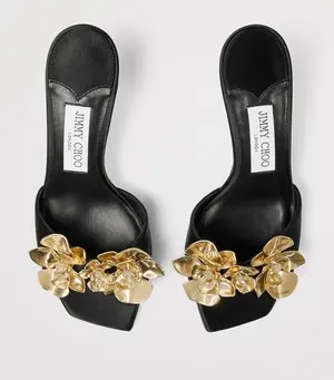 JIMMY CHOO Skye 70 Heeled Mules With Floral Embellishments
