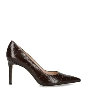 STUART WEITZMAN Croc-embossed Leather Pointed Toe Stiletto Pumps