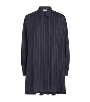 Lafayette 148 New York Silk-blend Pinstripe Shirt