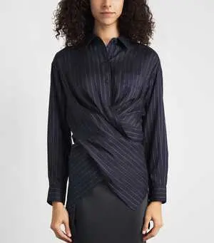 Lafayette 148 New York Silk-blend Pinstripe Shirt
