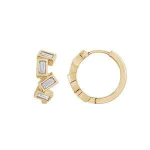 DIAMONBLISS Marilyn Monroe Scattered Baguette Huggie Hoop Earrings - Gold