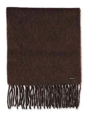 GOLDEN GOOSE Brushed Knit Fringe Scarf - Mole Brown
