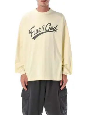 Fear Of God Heavyweight Long Sleeve T-shirt With Crackle Graphics - Chalk