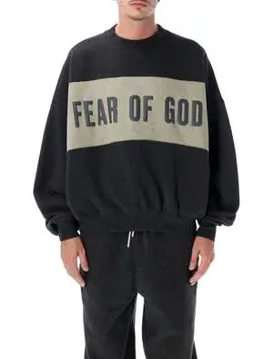 Fear Of God Essentials Fear Of God Relaxed Cropped Fleece Sweatshirt With Puff-Printed Branding Iron Grey