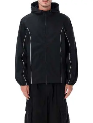 DIESEL® Zip-front Hooded Jacket With Contrast Piping - Nero