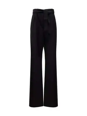 Max Mara Virgin Wool Wide-leg Trousers With Tie Belt