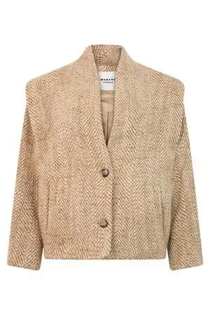 MARANT ETOILE Cropped Button-front Wool-blend Jacket