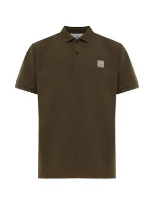Stone Island Logo-patch Short-sleeve Polo Shirt - Coalgrey