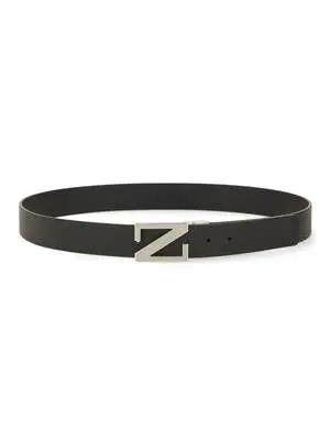 Zegna Reversible Z Monogram Buckle Leather Belt - Black