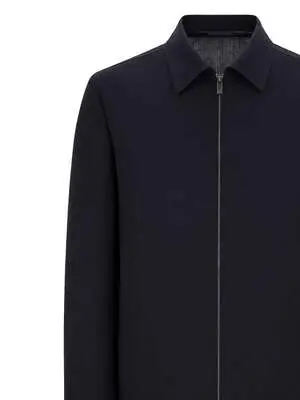 BOSS Virgin Wool Zip Front Shirt Jacket