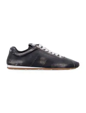 Miu Miu 100% Lamb Leather Lace Up Sneakers