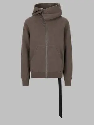 Rick Owens Cotton Zip-up Hoodie With High Neck