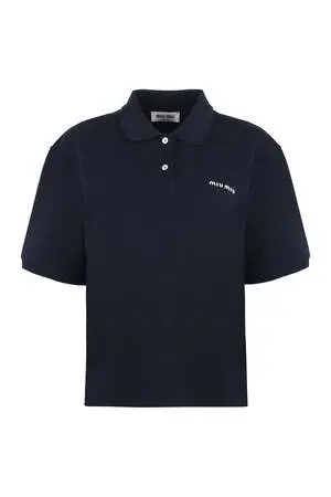 Miu Miu Cotton Piquet Polo Shirt - Blue