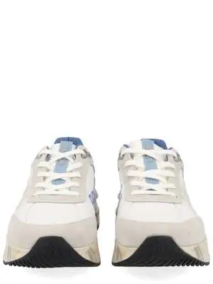 Premiata Low-top Athletic Sneakers With Suede And Mesh Upper - White