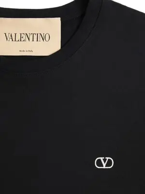 Valentino Garavani Cotton T-shirt With Vlogo Embroidery - Black