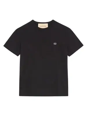 Valentino Garavani Cotton T-shirt With Vlogo Embroidery - Black