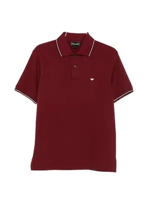 Emporio Armani Logo Cotton Polo Shirt - Red