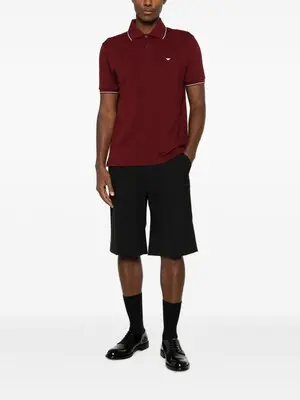 Emporio Armani Logo Cotton Polo Shirt - Red