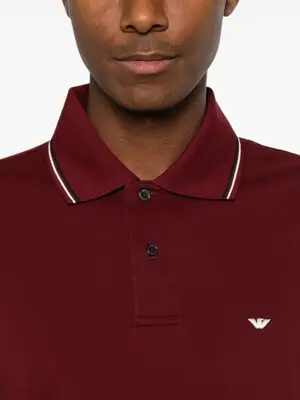 Emporio Armani Logo Cotton Polo Shirt - Red