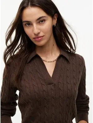 Tommy Hilfiger Open Placket Cable Knit Polo Sweater
