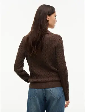 Tommy Hilfiger Open Placket Cable Knit Polo Sweater