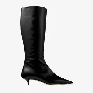 JIMMY CHOO Amis Knee-high Boots In Shiny Biker Leather - Black