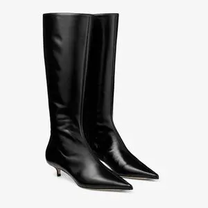 JIMMY CHOO Amis Knee-high Boots In Shiny Biker Leather - Black
