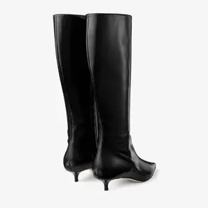 JIMMY CHOO Amis Knee-high Boots In Shiny Biker Leather - Black