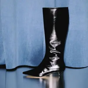 JIMMY CHOO Amis Knee-high Boots In Shiny Biker Leather