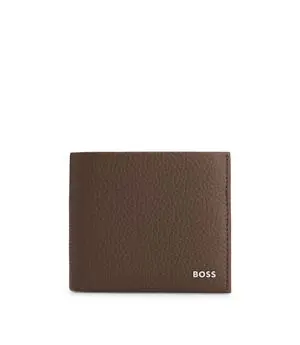BOSS Grained-leather Wallet With Logo Lettering - Brown