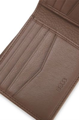 BOSS Grained-leather Wallet With Logo Lettering