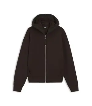 BOSS Loose-fit Zip-up Hoodie In Scuba Jersey - Brown
