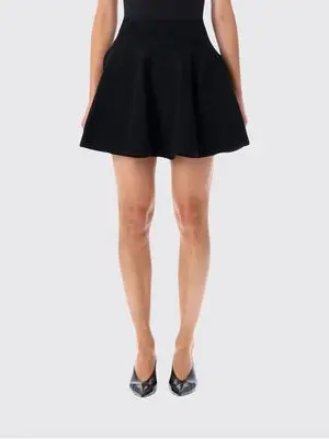 AMI Paris High-waisted A-line Cotton Mini Skirt With Embroidered Monogram - Black