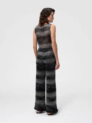 Missoni Viscose Lamé Chevron Palazzo Trousers