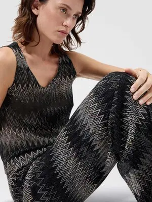 Missoni Viscose Lamé Chevron Palazzo Trousers