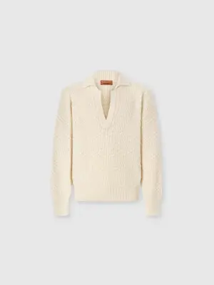 Missoni Long-sleeve Wool And Viscose Zig Zag Knit Polo Shirt