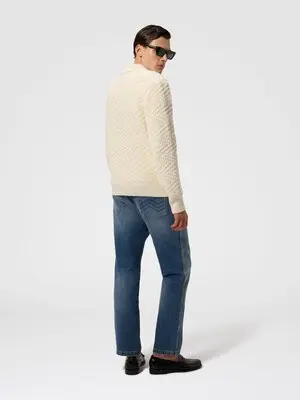 Missoni Long-sleeve Wool And Viscose Zig Zag Knit Polo Shirt