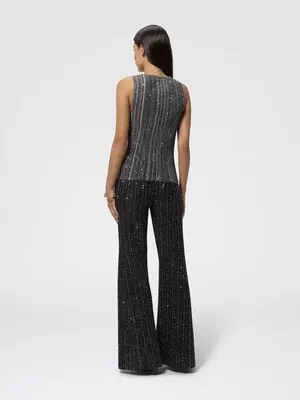 Missoni Sleeveless V-neck Sequined Ribbed Top