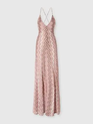 Missoni Long Viscose Dress With Snake Motif - Pink,multicoloured