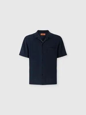 Missoni Tone-on-tone Chevron Cotton And Viscose Bowling Shirt - Blue