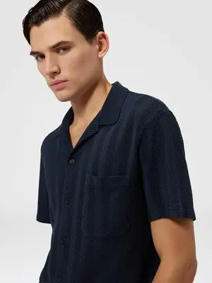 Missoni Tone-on-tone Chevron Cotton And Viscose Bowling Shirt