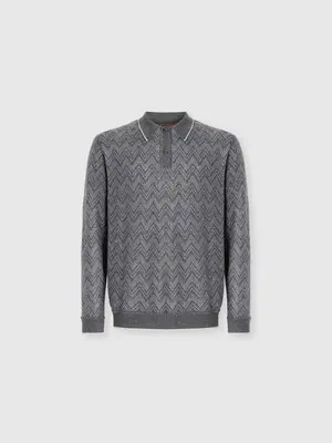 Missoni Long-sleeve Cashmere Zig Zag Polo Shirt