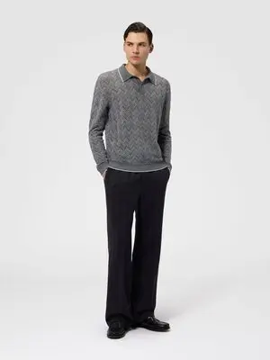 Missoni Long-sleeve Cashmere Zig Zag Polo Shirt