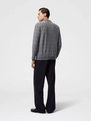 Missoni Long-sleeve Cashmere Zig Zag Polo Shirt