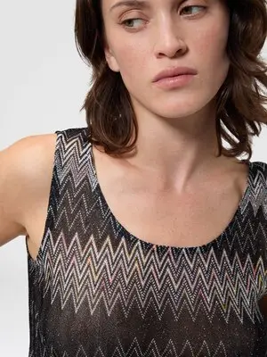 Missoni Sleeveless Viscose Lamé Chevron Top