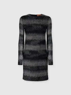 Missoni Long-sleeve Viscose Lamé Chevron Mini Dress