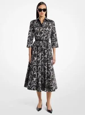 Snake Print Pleated Shirtdress