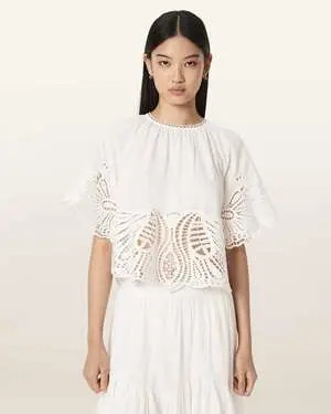 ALLSAINTS Femi Relaxed Fit Broderie Top