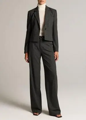 Vince Micro-houndstooth Italian Wool-blend Flannel Wide-leg Trousers