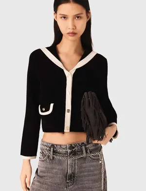 Maje Velvet-effect Cardigan